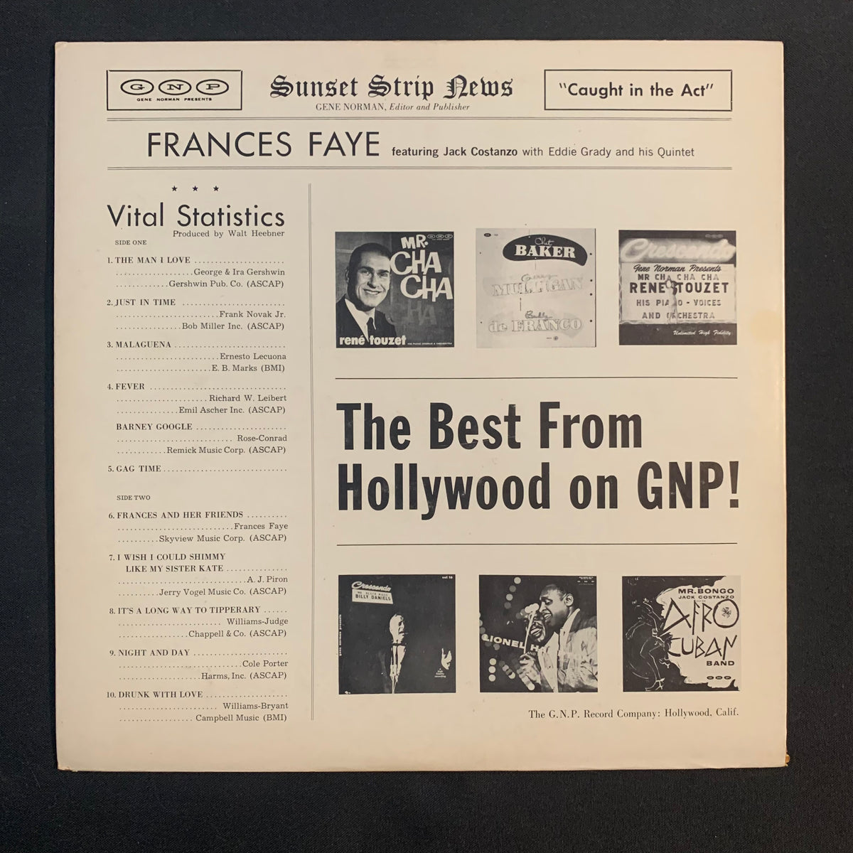 LP Frances Faye 'Caught In the Act' (1959) VG/VG+ jazz vinyl record – The Exile Media and ...