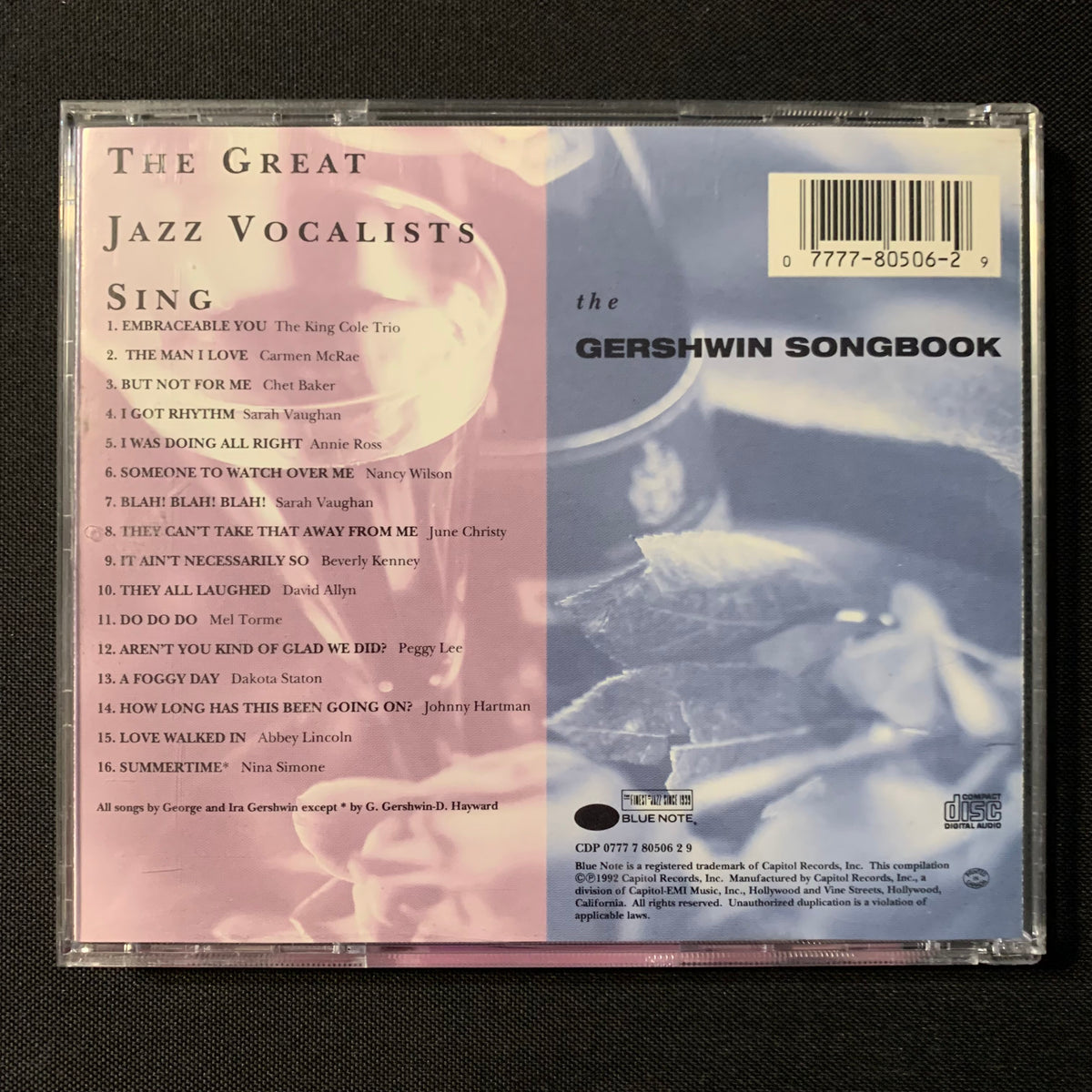 CD The Great Jazz Vocalists Sing the Gershwin Songbook (1992) Carmen M ...
