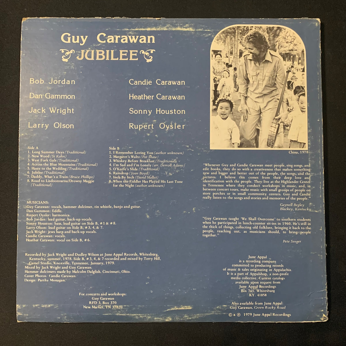 LP Guy Carawan 'Jubilee' (1979) VG+/VG Appalachian folk vinyl record ...