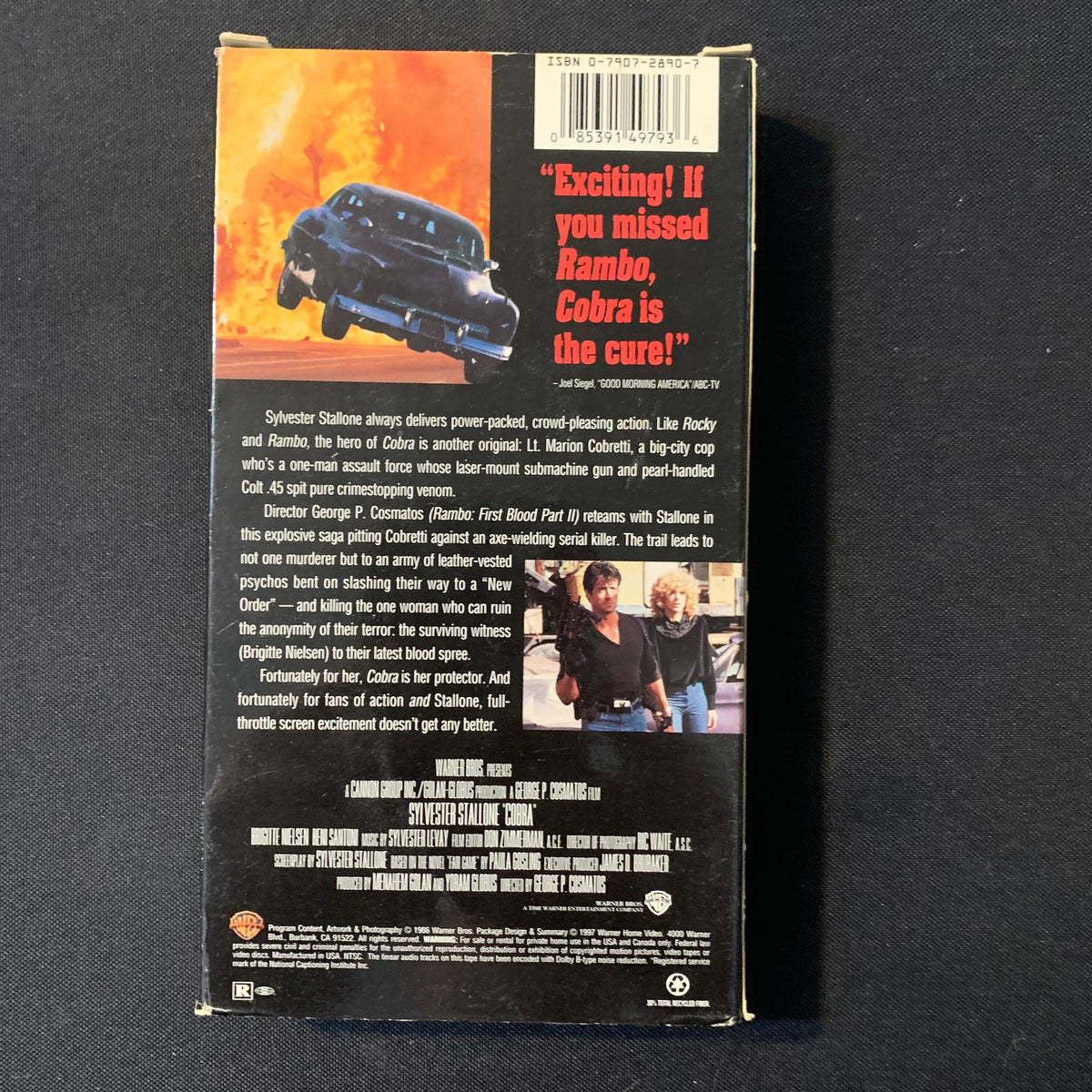 VHS Cobra (1986) Sylvester Stallone, Brigitte Nielsen, Reni Santoni ...