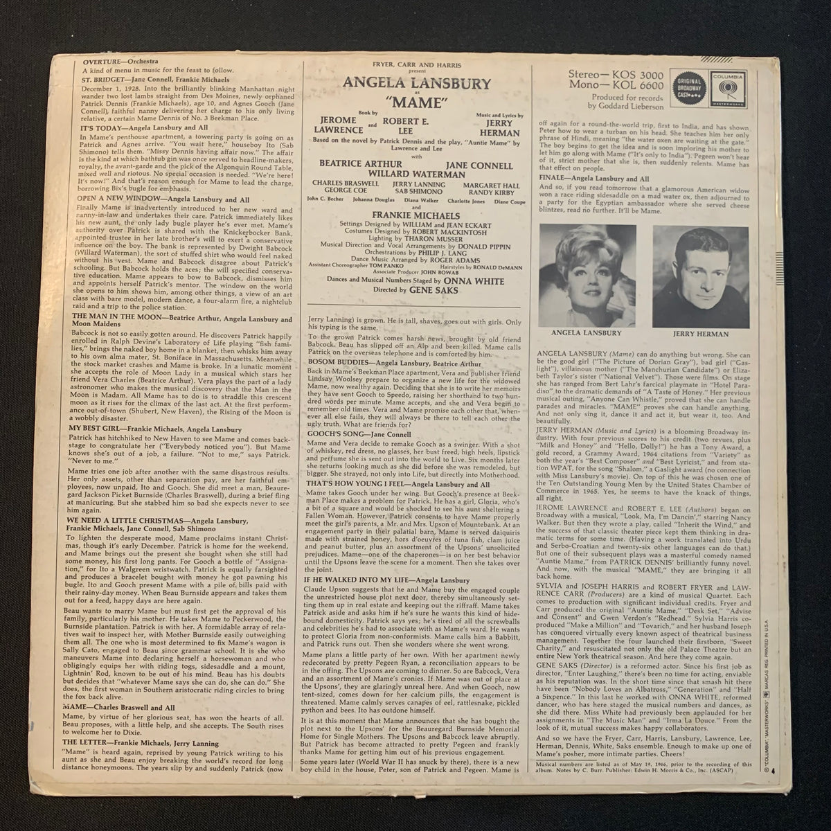 LP Mame Original Broadway Cast (1966) VG/VG Angela Lansbury vinyl reco ...