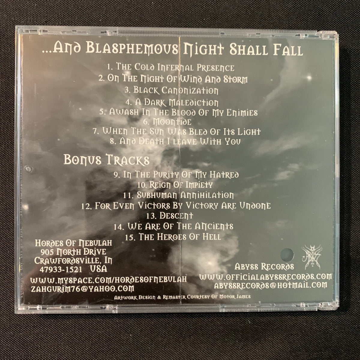 CD Hordes of Nebulah 'And Blasphemous Night Shall Fall' (2004) US blac ...