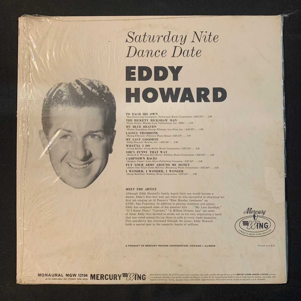LP Eddy Howard 'Saturday Nite Dance Date' (1959) VG/VG vinyl record ...