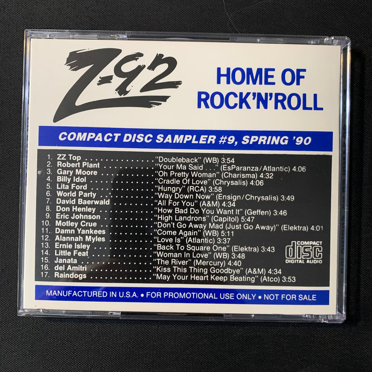 CD Z-92 Home Of Rock 'n Roll Compact Disc Sampler #9 (199) ZZ Top, Rob ...