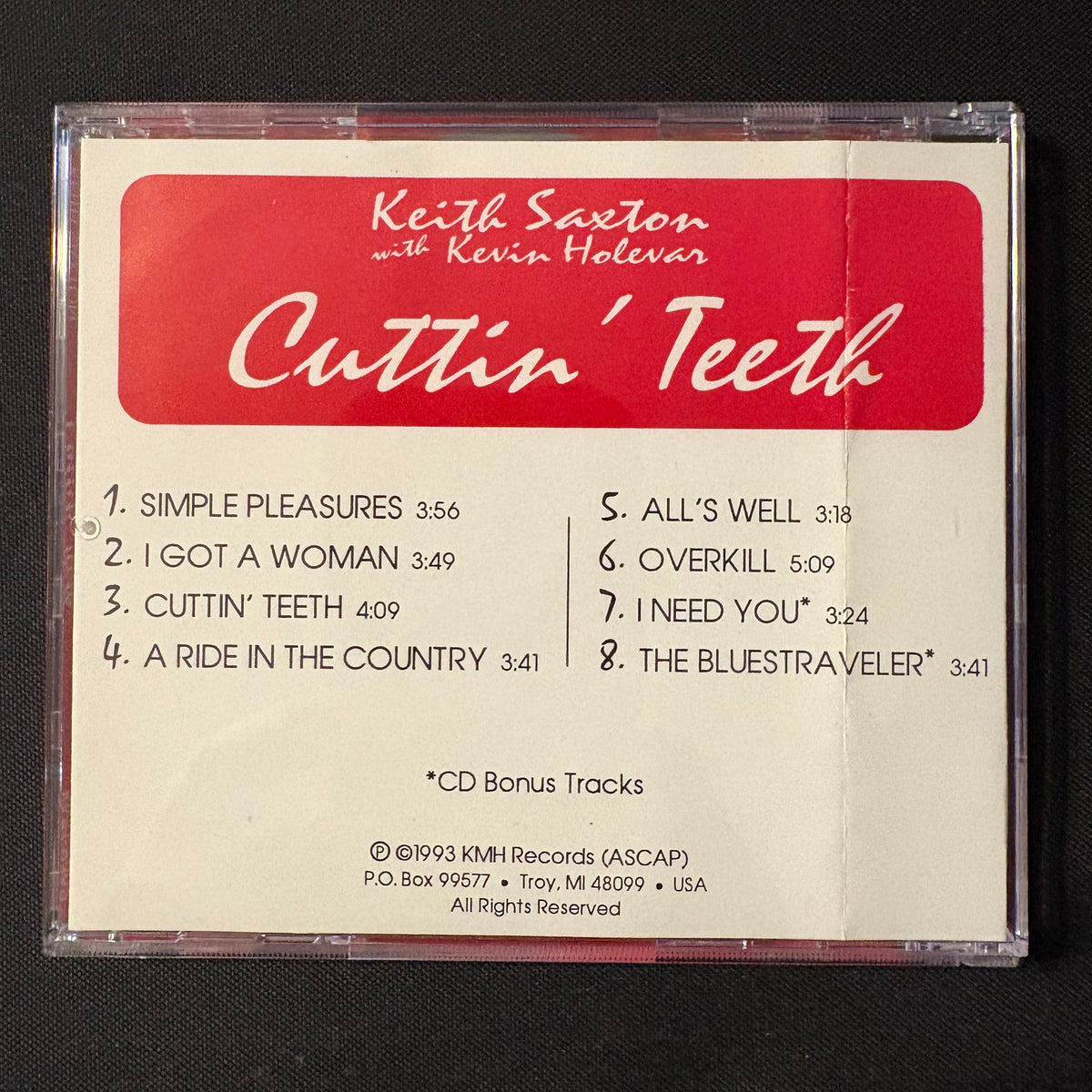 CD Keith Saxton with Kevin Holevar 'Cuttin' Teeth' (1993) jazz – The ...