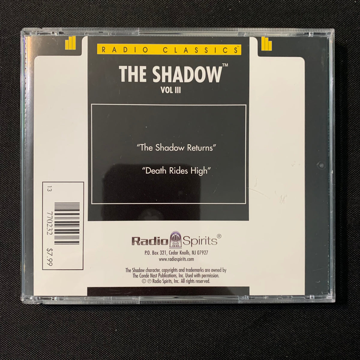 CD The Shadow 'The Shadow Returns/Death Rides High' old time radio bro ...