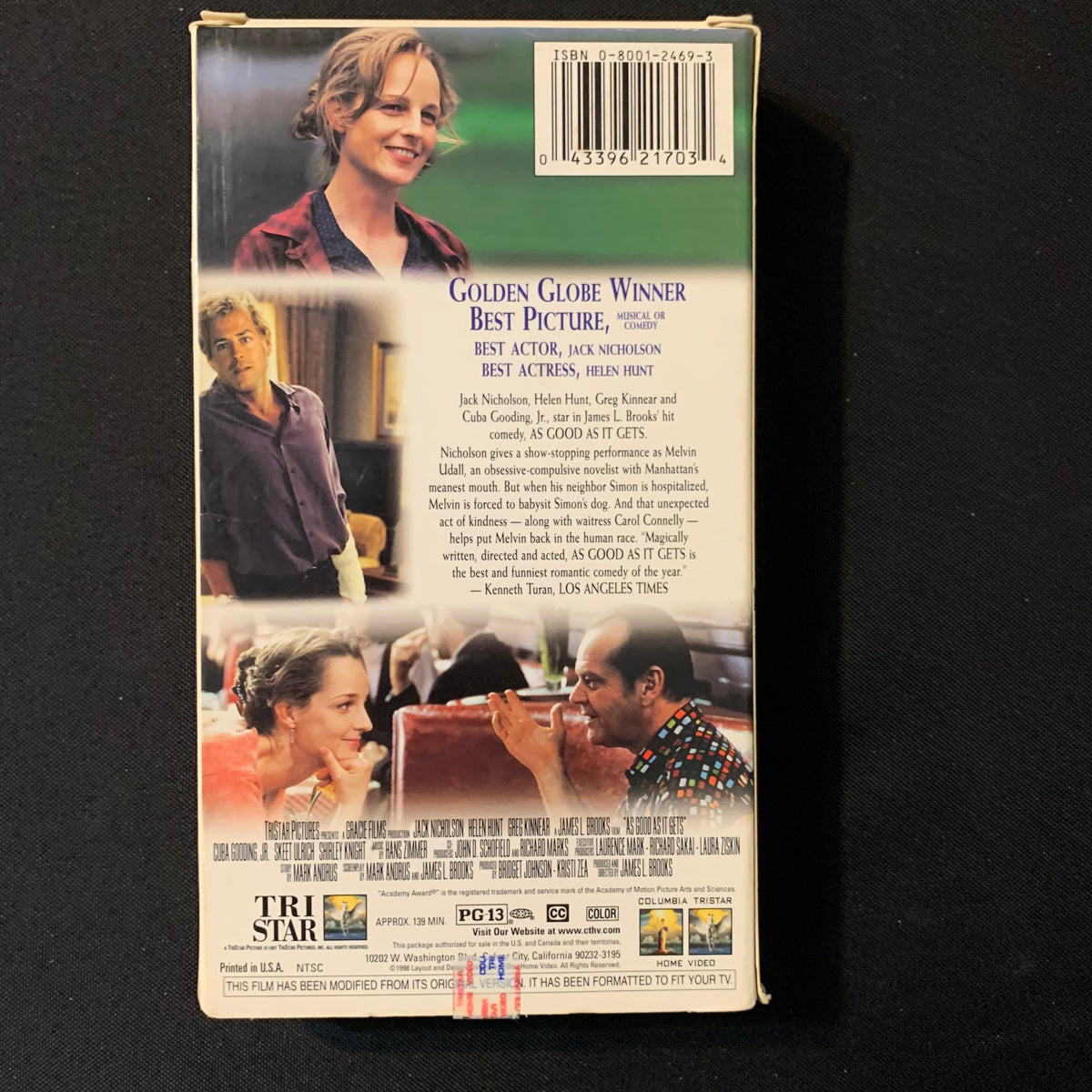 VHS As Good As It Gets (1998) Jack Nicholson, Helen Hunt, Greg Kinnear ...