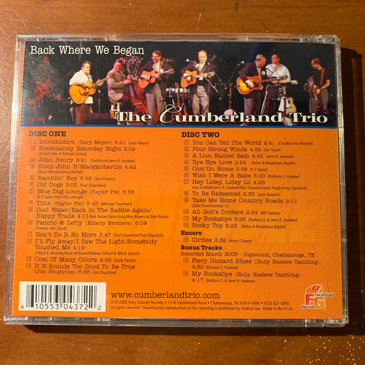 CD Cumberland Trio 'Back Where We Began' (2005) 2-disc southern folk r ...