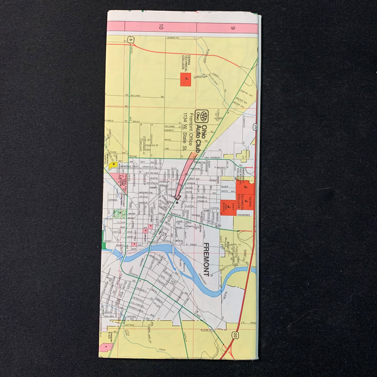 MAP Erie and Sandusky Counties, Ohio vintage road highway travel map E ...