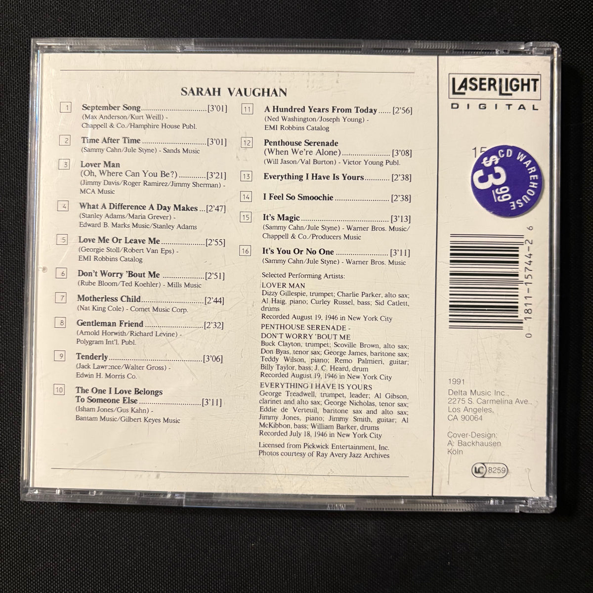 CD Sarah Vaughan 'Jazz Collector Edition' (1991) September Song, Time ...