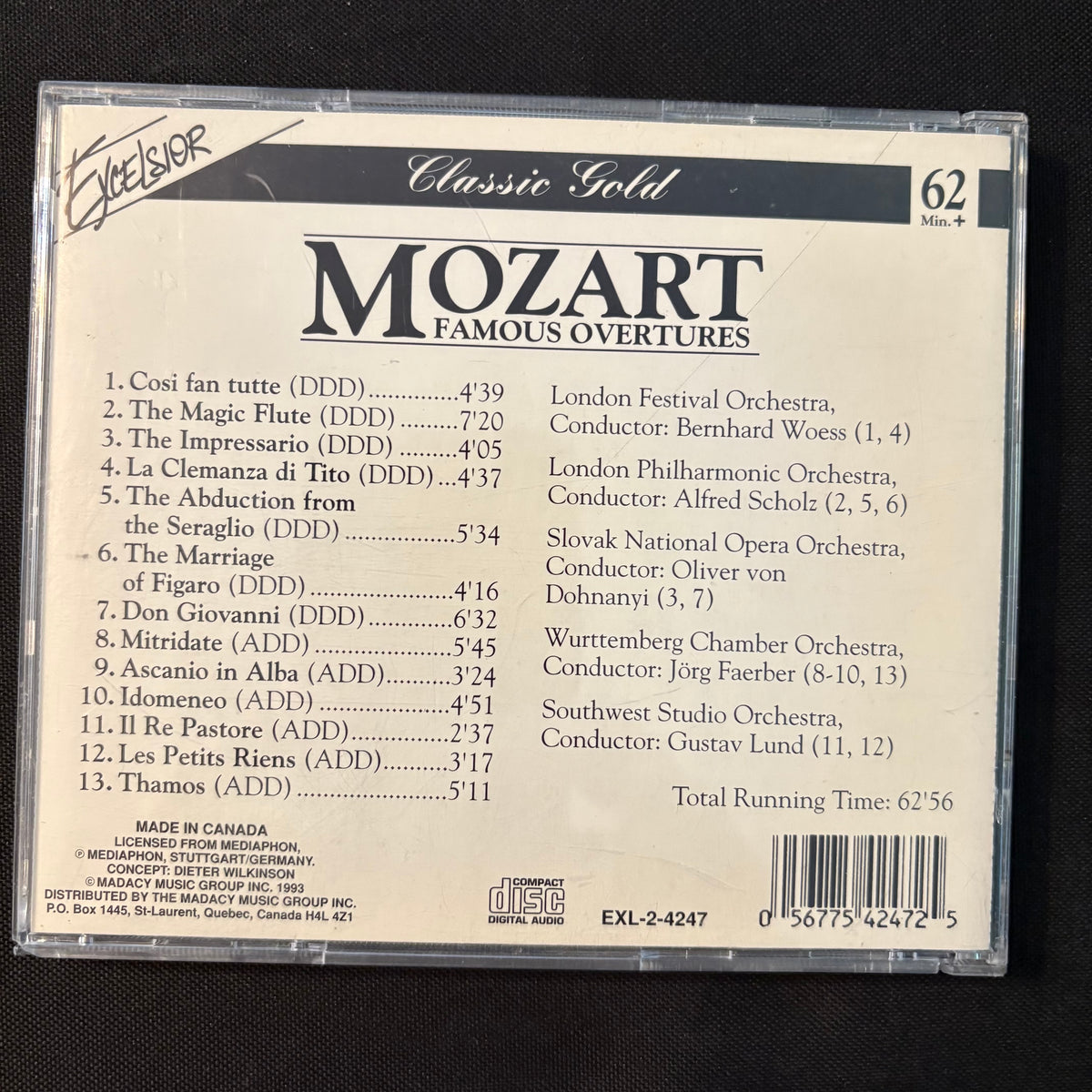CD Mozart 'Famous Overtures' (1993 London Festival Orchestra, et al ...