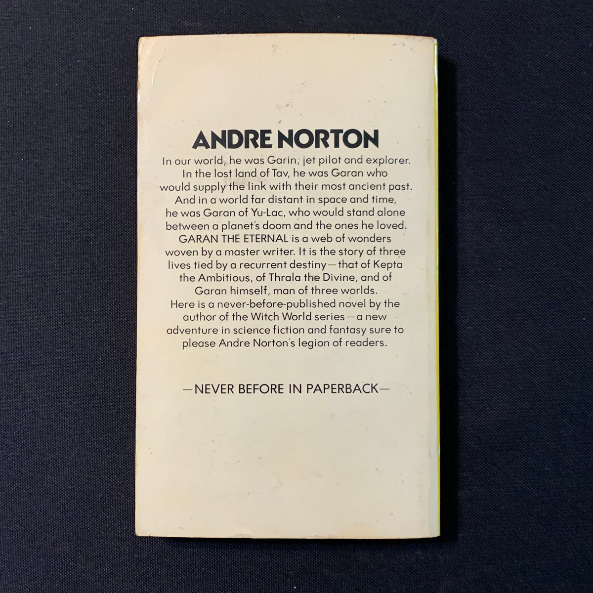 BOOK Andre Norton 'Garan the Eternal' (1973) PB DAW science fiction fa ...