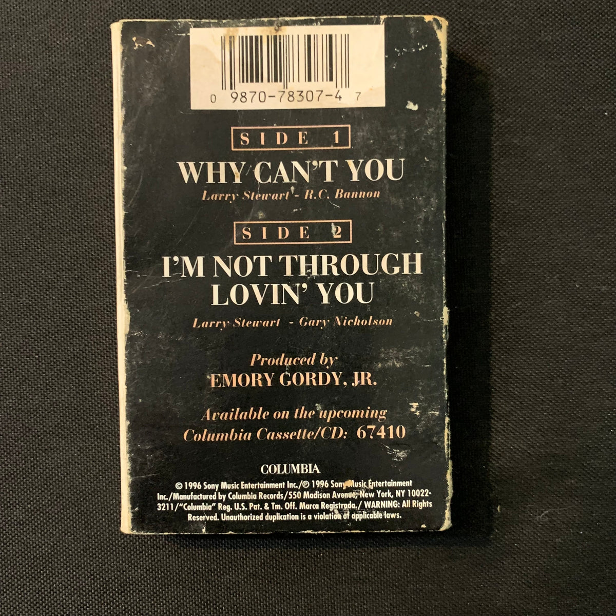 CASSETTE Larry Stewart 'Why Can't You' (1996) 2-song cassingle country ...