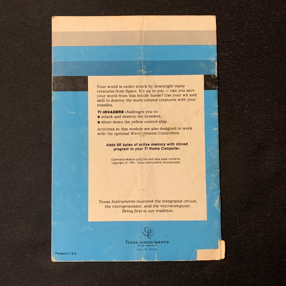TI 99/4A TI Invaders (old style) instruction manual only Texas Instrum ...