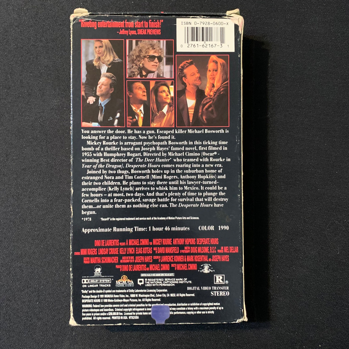 VHS Desperate Hours (1990) Mickey Rourke, Anthony Hopkins, Mimi Rogers ...