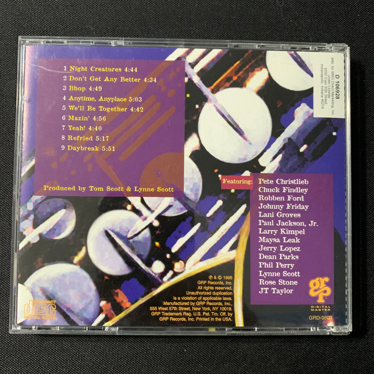 CD Tom Scott 'Night Creatures' (1995) smooth jazz Robben Ford, Chuck F ...