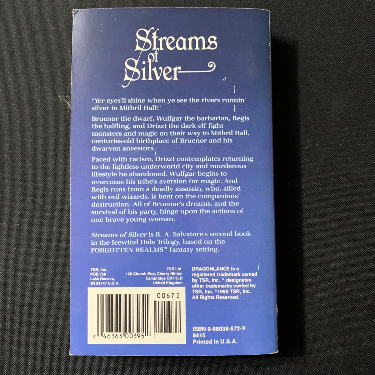 BOOK R.A. Salvatore 'Streams of Silver' (1989) PB Forgotten Realms Ice ...