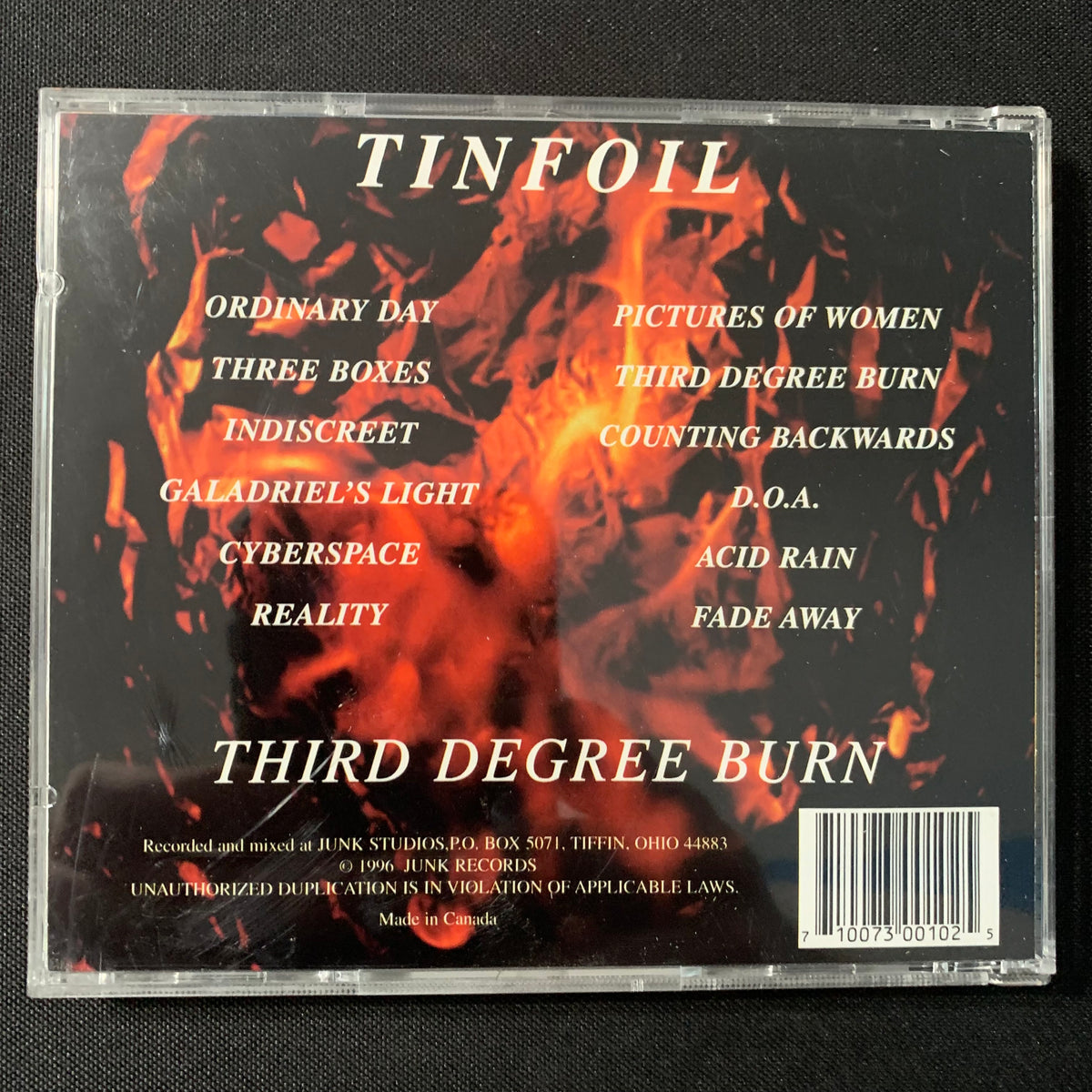 CD Tinfoil '3rd Degree Burn' (1996) hard rock Tiffin Ohio punk garage ...
