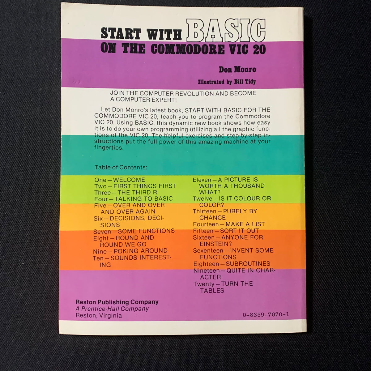 COMMODORE VIC 20 Don Monro 'Start with BASIC' (1982) retro programming ...