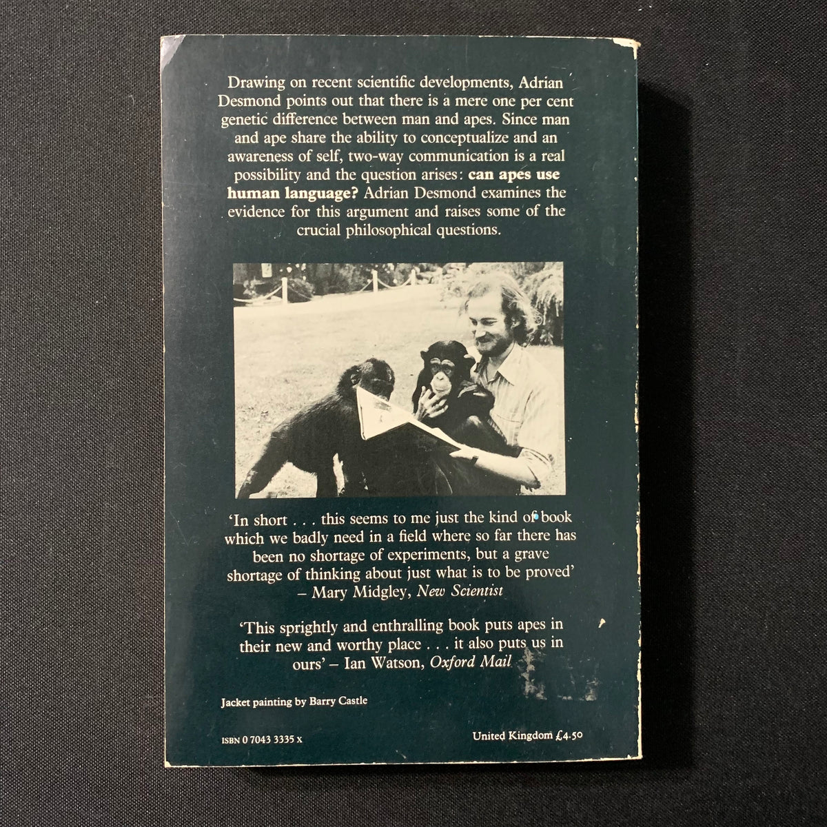 BOOK Adrian Desmond 'The Apes' Reflexion' (1979) PB philosophy monkeys ...