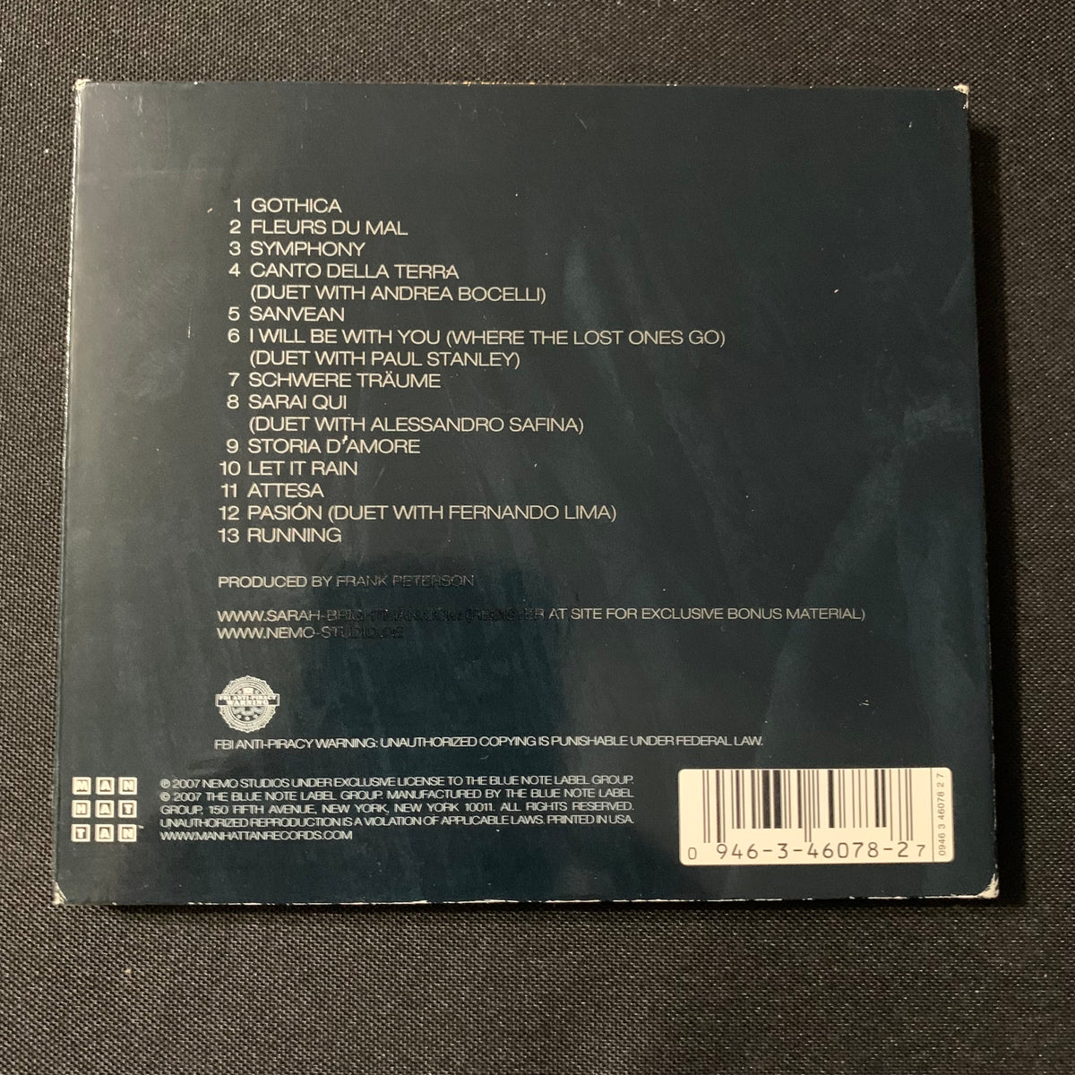 CD Sarah Brightman 'Symphony' (2007) digipak Paul Stanley, Andrea Boce ...