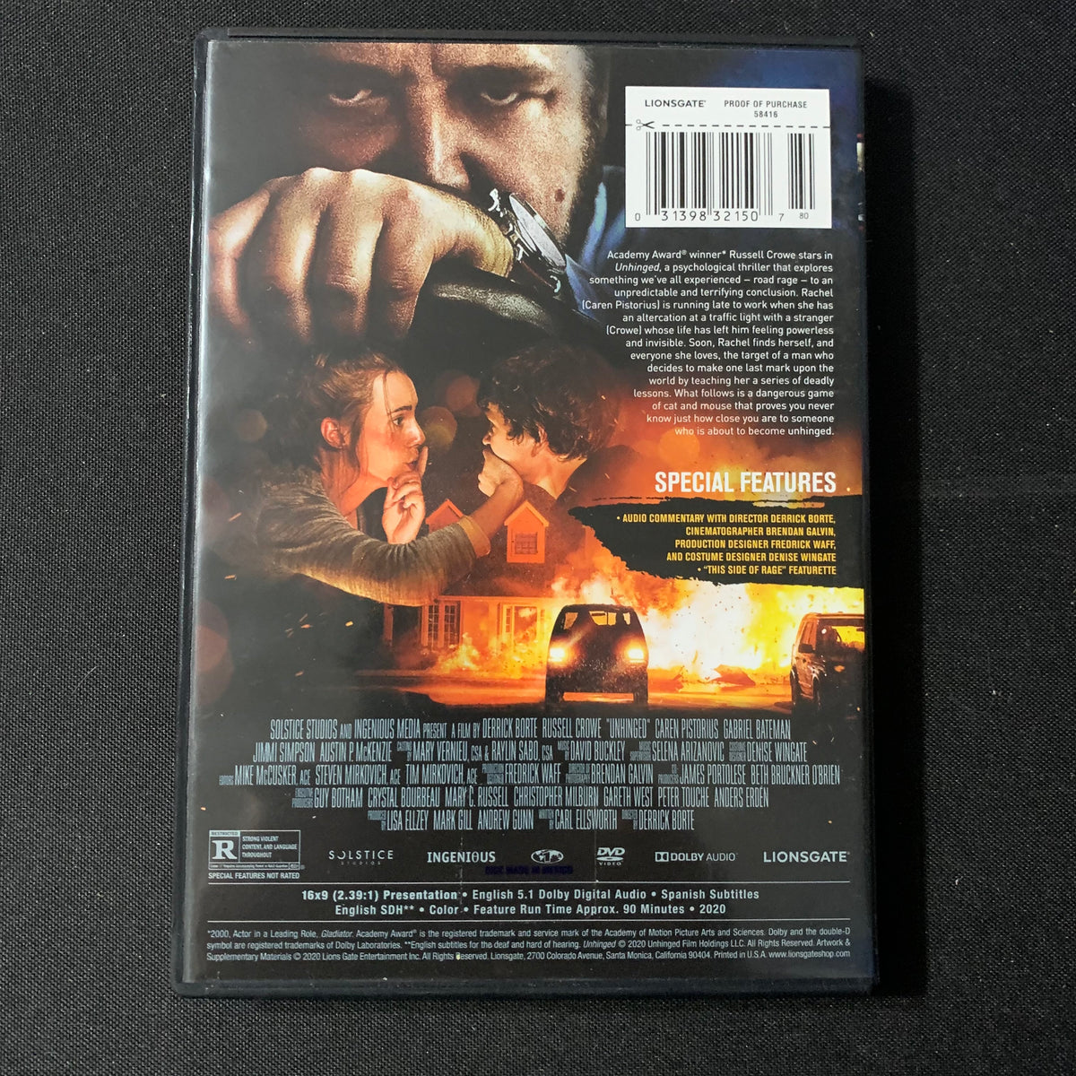 DVD Unhinged (2020) Russell Crowe, Caren Pistorius, Gabriel Bateman ...