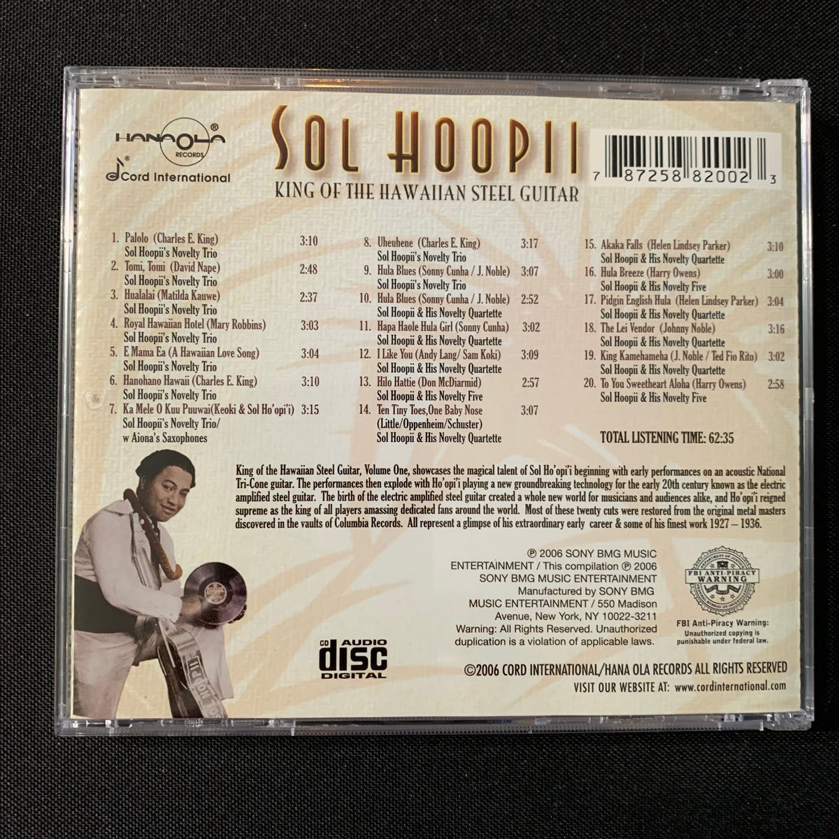 CD Sol Hoopii 'Acoustic and Electric 1927-1936' (2006) Hawaiian steel ...