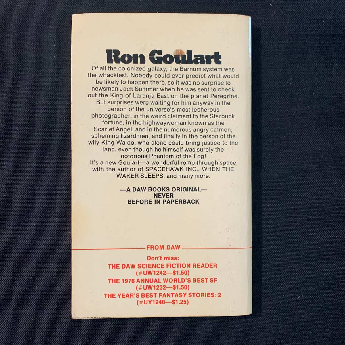 BOOK Ron Goulart 'A Whiff of Madness' (1976) DAW science fiction – The ...