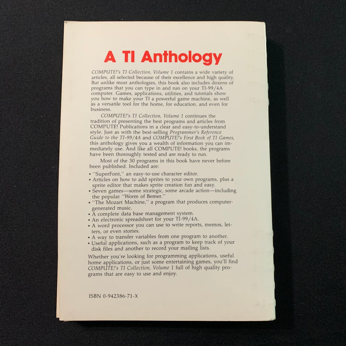 TEXAS INSTRUMENTS TI 99/4A Compute's TI Collection Vol. 1 (1984) book ...